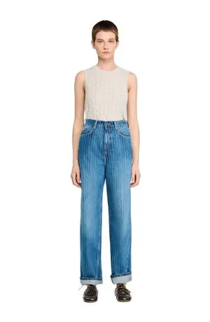 Sandro Wide-leg Pinstriped Jeans