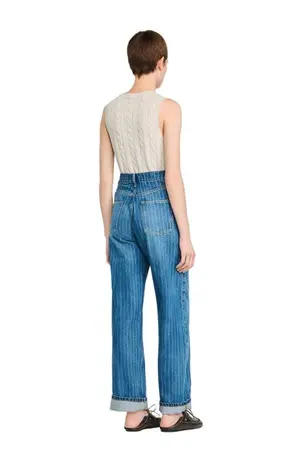 Sandro Wide-leg Pinstriped Jeans