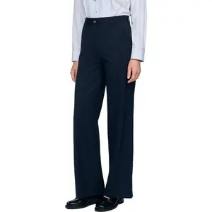 Sandro Minimal Pinstriped Trousers - Navy Blue