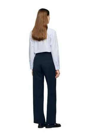 Sandro Minimal Pinstriped Trousers - Navy Blue