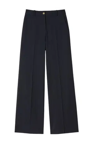 Sandro Minimal Pinstriped Trousers - Navy Blue