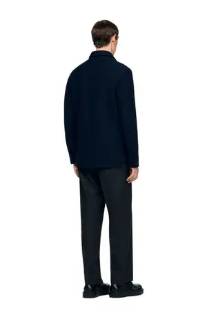 Sandro Virgin Wool Overshirt - Midnight Blue