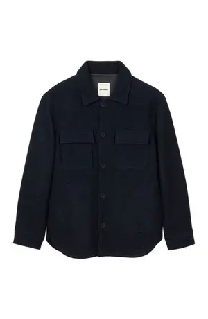 Sandro Virgin Wool Overshirt - Midnight Blue