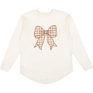 SWEET WINK Gingham Bow Patch Sweatshirt - Natural