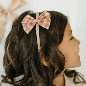 SWEET WINK Gingham Tulle Bow Headband