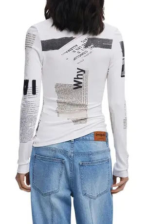 Desigual Mixed Print Long Sleeve Top