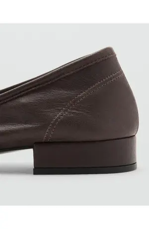 Mango Leather Ballerina Flat - Chocolate