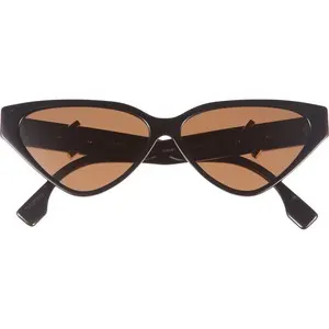 Fendi Ff Diamonds 57mm Cat Eye Sunglasses - Shiny Black/brown