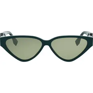 Fendi Ff Diamonds 57mm Cat Eye Sunglasses - Shiny Dark Green/green