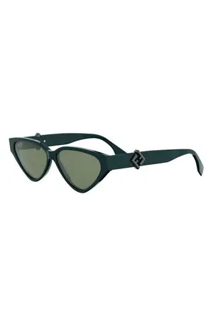 Fendi Ff Diamonds 57mm Cat Eye Sunglasses - Shiny Dark Green/green