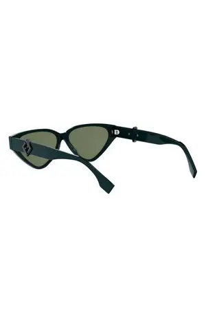 Fendi Ff Diamonds 57mm Cat Eye Sunglasses - Shiny Dark Green/green