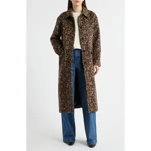 Madewell Leopard Print Brushed Jacquard Trench Coat
