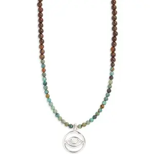 Caputo & Co Evil Eye Pendant Beaded Necklace - Turquoise