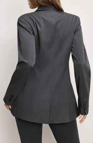 Good American Essential Sculpt Suit Blazer - Dark Heather Gray