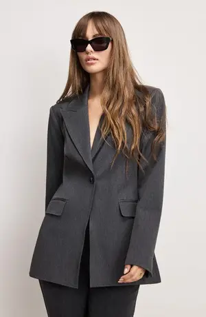 Good American Essential Sculpt Suit Blazer - Dark Heather Gray