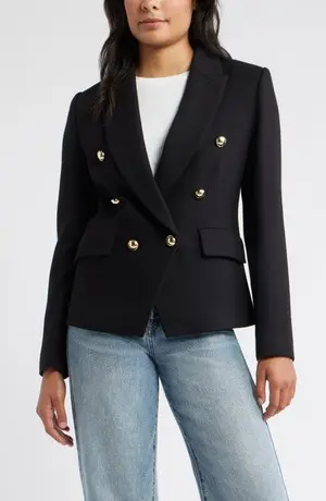 Caslon Double-breasted Stretch Twill Blazer