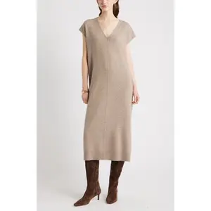 Nordstrom Wool & Cashmere Blend Shift Dress - Beige Bliss