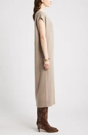 Nordstrom Wool & Cashmere Blend Shift Dress - Beige Bliss
