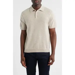 Nordstrom Cashmere Polo - Beige Hummus Heather