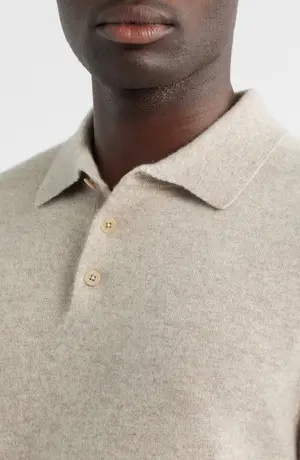 Nordstrom Cashmere Polo - Beige Hummus Heather