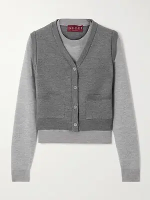 Gucci Layered Wool And Silk-blend Sweater - Gray