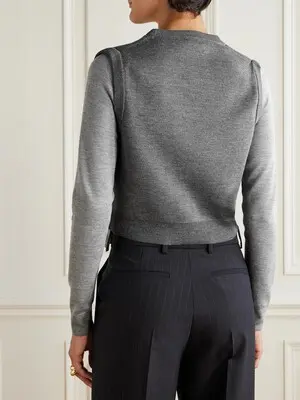 Gucci Layered Wool And Silk-blend Sweater - Gray