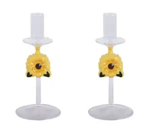 TEMP-TATIONS Seasonal Set Of 2 Glass Taper Candle Holders - One-color
