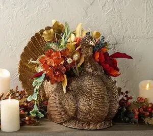 HOME REFLECTIONS 16' Metallic Turkey W/ Floral Arrangment - One-color