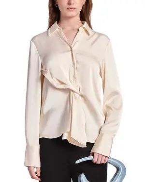 KATE BARTON Draped Button-front Shirt