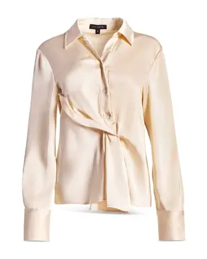 KATE BARTON Draped Button-front Shirt