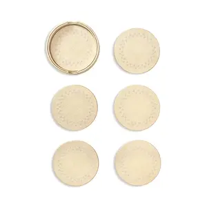 KIM SEYBERT Starry Night Coasters In Caddy, Set Of 6 - Gold Silver