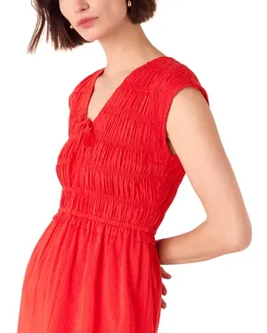 Whistles Petite Shirred Bodice Midi Dress