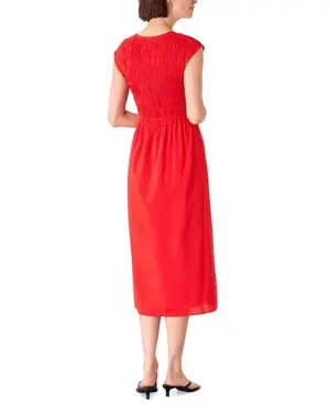 Whistles Petite Shirred Bodice Midi Dress