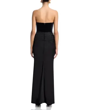 Aqua Strapless Velvet Bodice Gown