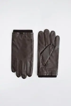 Cos Cashmere-lined Leather Gloves - Brown