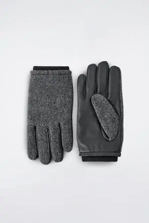Cos Cashmere-Lined Leather Gloves Gray