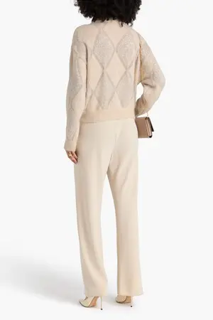 Brunello Cucinelli Sequin-embellished Argyle Turtleneck Sweater - Beige