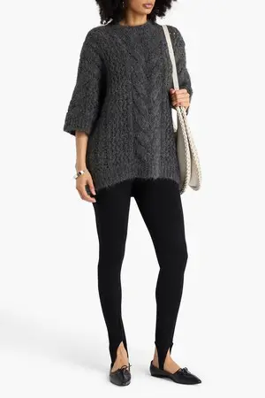 Brunello Cucinelli Bead-embellished Cable-knit Alpaca-blend Sweater