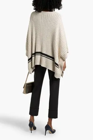 Brunello Cucinelli Sequin-embellished Striped Cable-knit Poncho