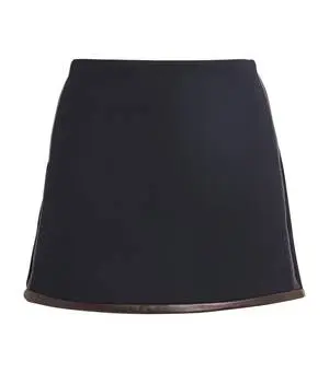 Sandro Leather-detail Mini Skirt - Blue