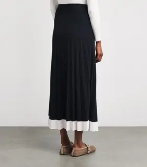 Sandro Contrast-trim Knitted Maxi Skirt
