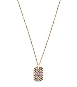 SUZANNE KALAN Diamond And Sapphire Dog Tag Necklace - Rose Gold