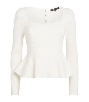 Maje Ribbed Long-sleeve Top - White