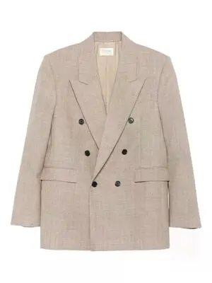 Saint Laurent Double-breasted Wool Blazer - Neutrals