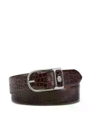 BILLIONAIRE Crocodile-embossed Leather Belt - Brown