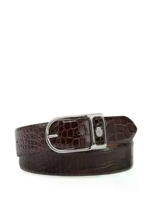 BILLIONAIRE Crocodile-embossed Leather Belt - Brown