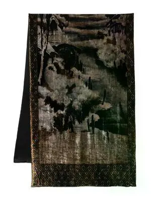 PIERRE-LOUIS MASCIA Landscape-print Velvet Scarf - Brown
