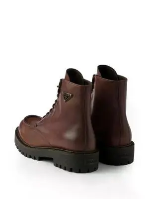 Prada Lace-up Lug-sole Boots - Brown