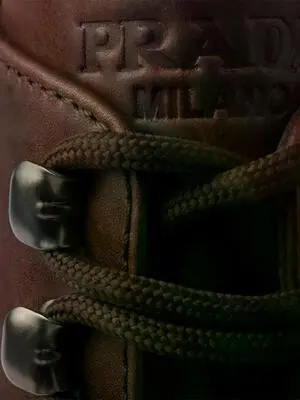 Prada Lace-up Lug-sole Boots - Brown