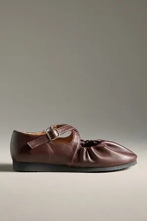NAGUISA Bec Cross-strap Mary Jane Flats - Dark Brown
